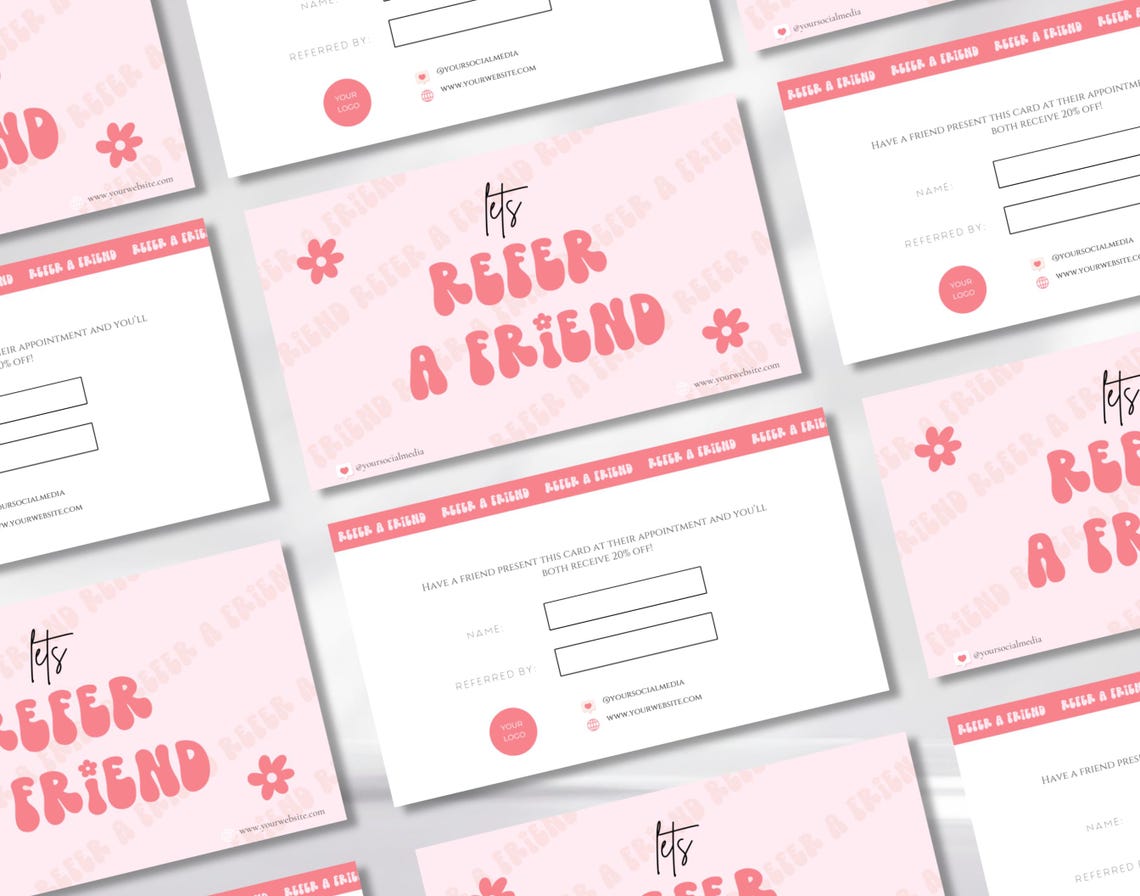 Refer A Friend Cards Referral Cards Referral Business Cards Referral ...