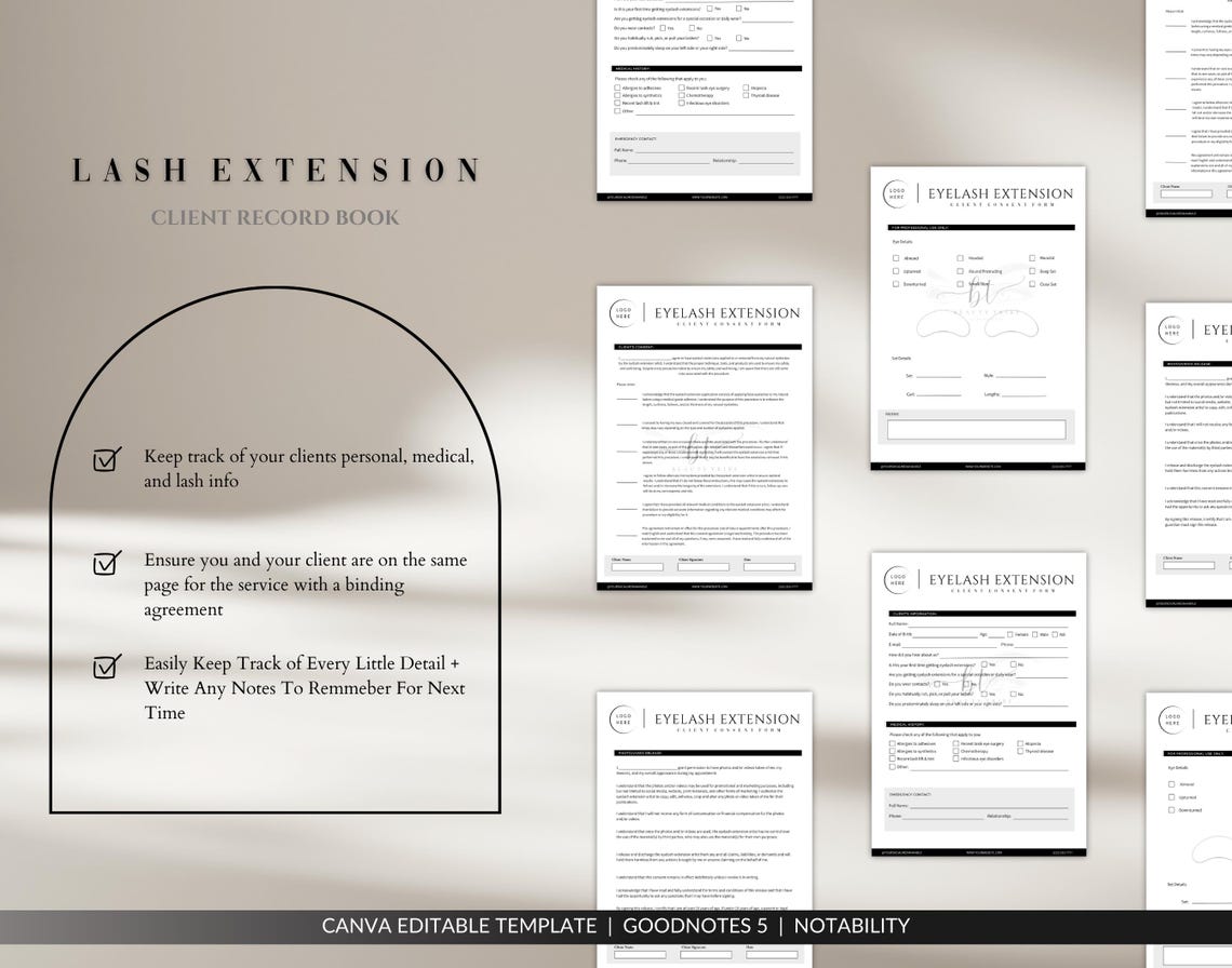 Client Record Book Eyelash Extensions | Lash Extension Client Record ...