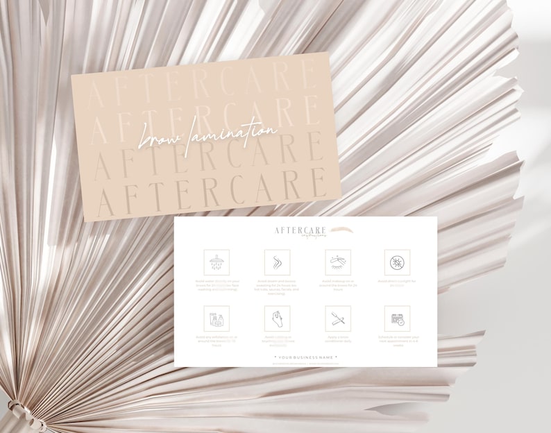 Brow Lamination Aftercare Care Cards Brow Lamination Aftercare Cards ...