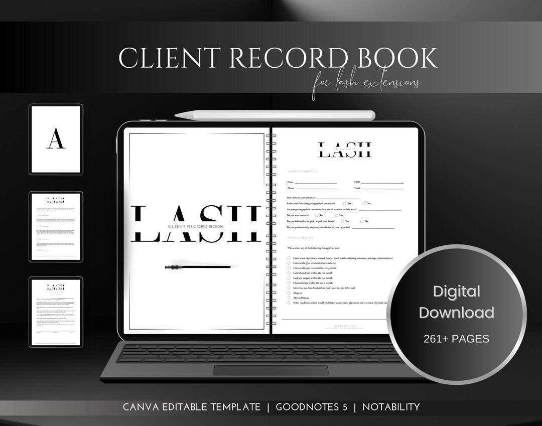 Minimalist Client Record Book Lash Client Record Book Digital Client ...
