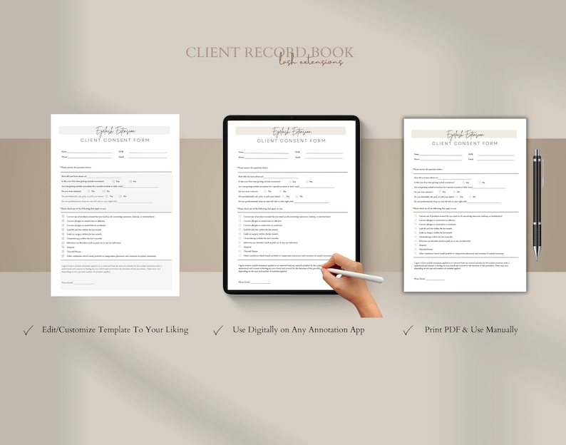 Digital Client Record Book for Eyelash Extensions | Client Consent ...