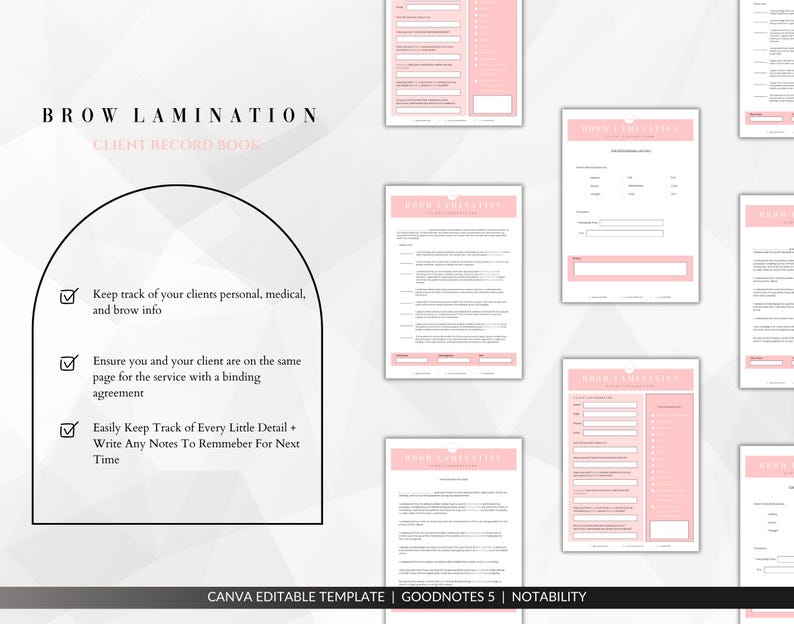 Brow Lamination Client Record Book | Brow Lamination Client Intake ...