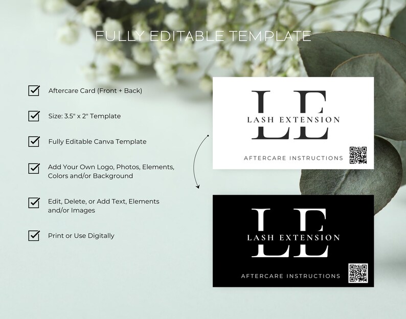 Lash Aftercare Cards | Lash Extension Aftercare | Fully Editable ...