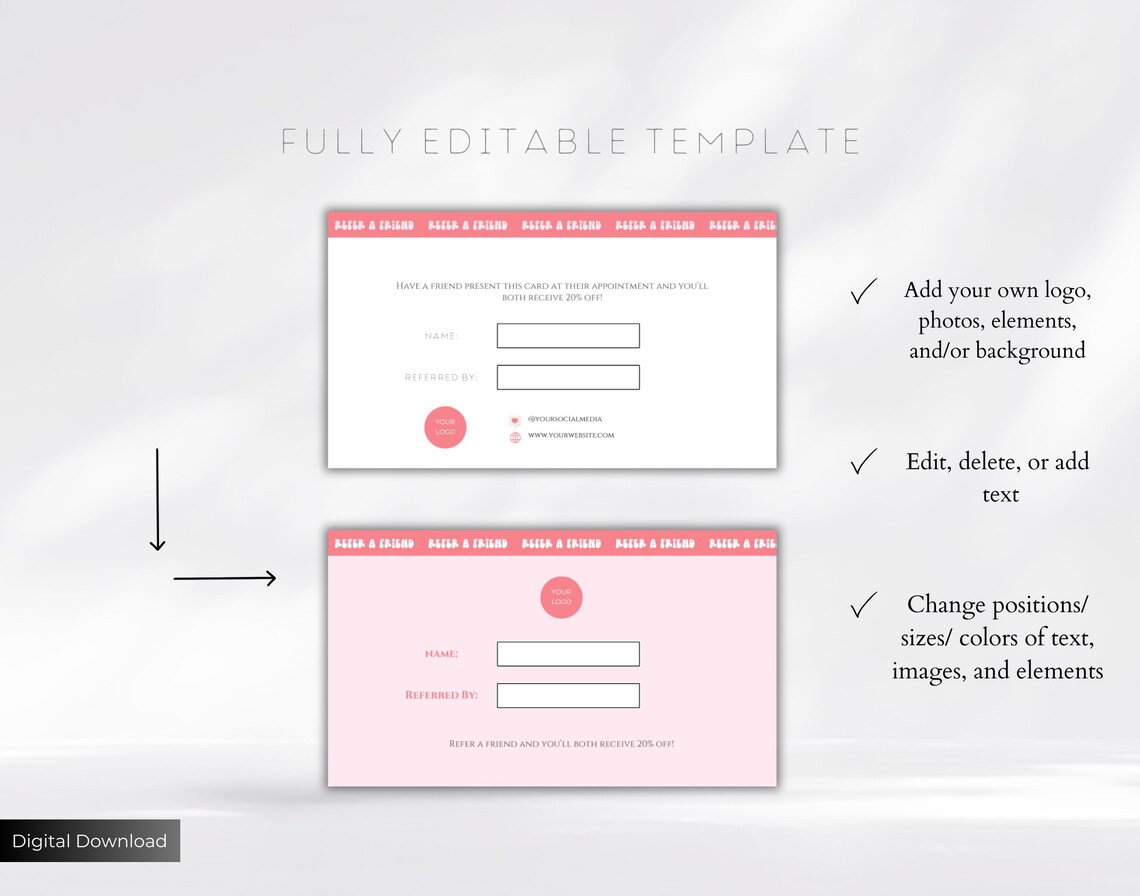 Refer A Friend Cards Referral Cards Referral Business Cards Referral ...