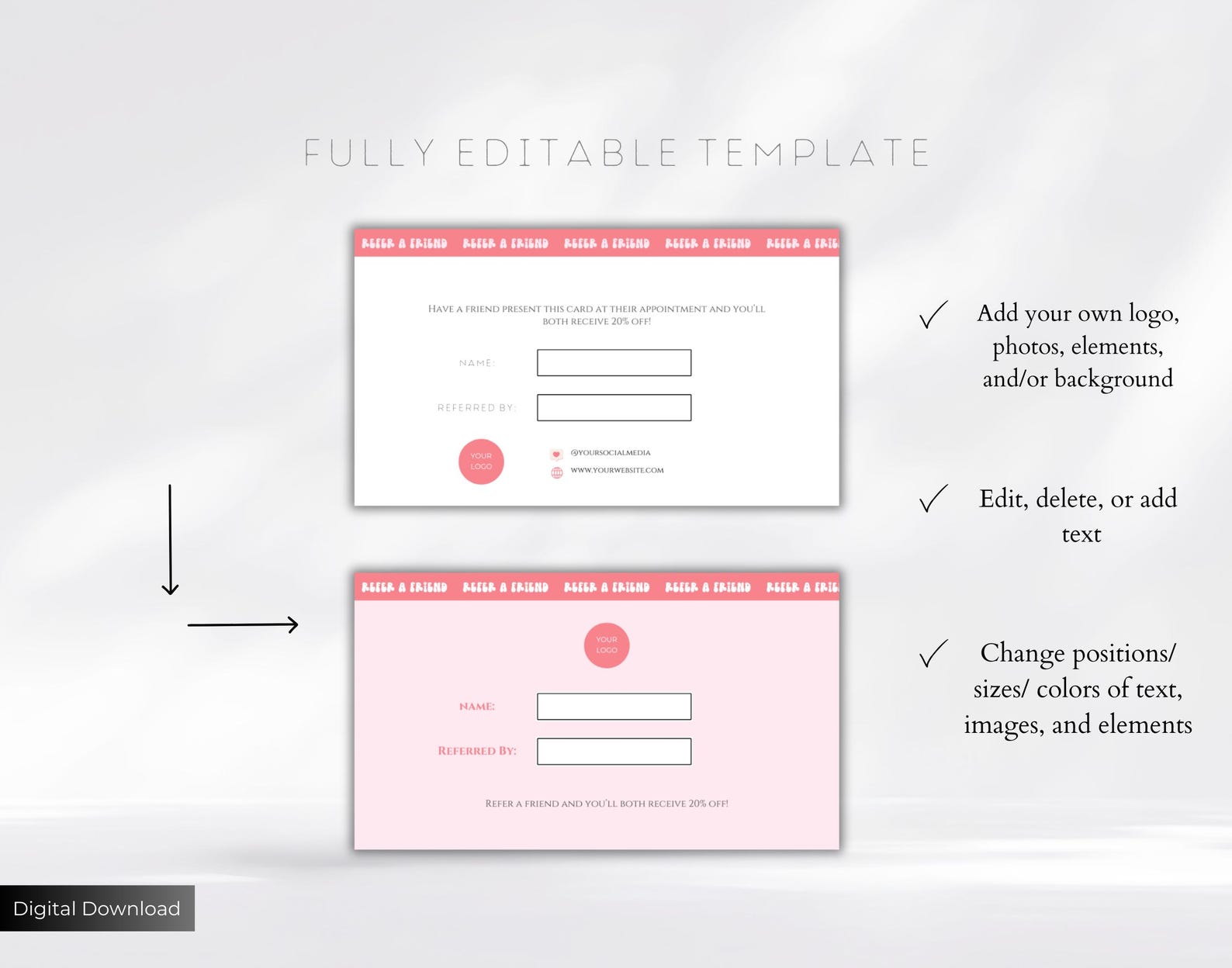 Refer A Friend Cards Referral Cards Referral Business Cards Referral ...