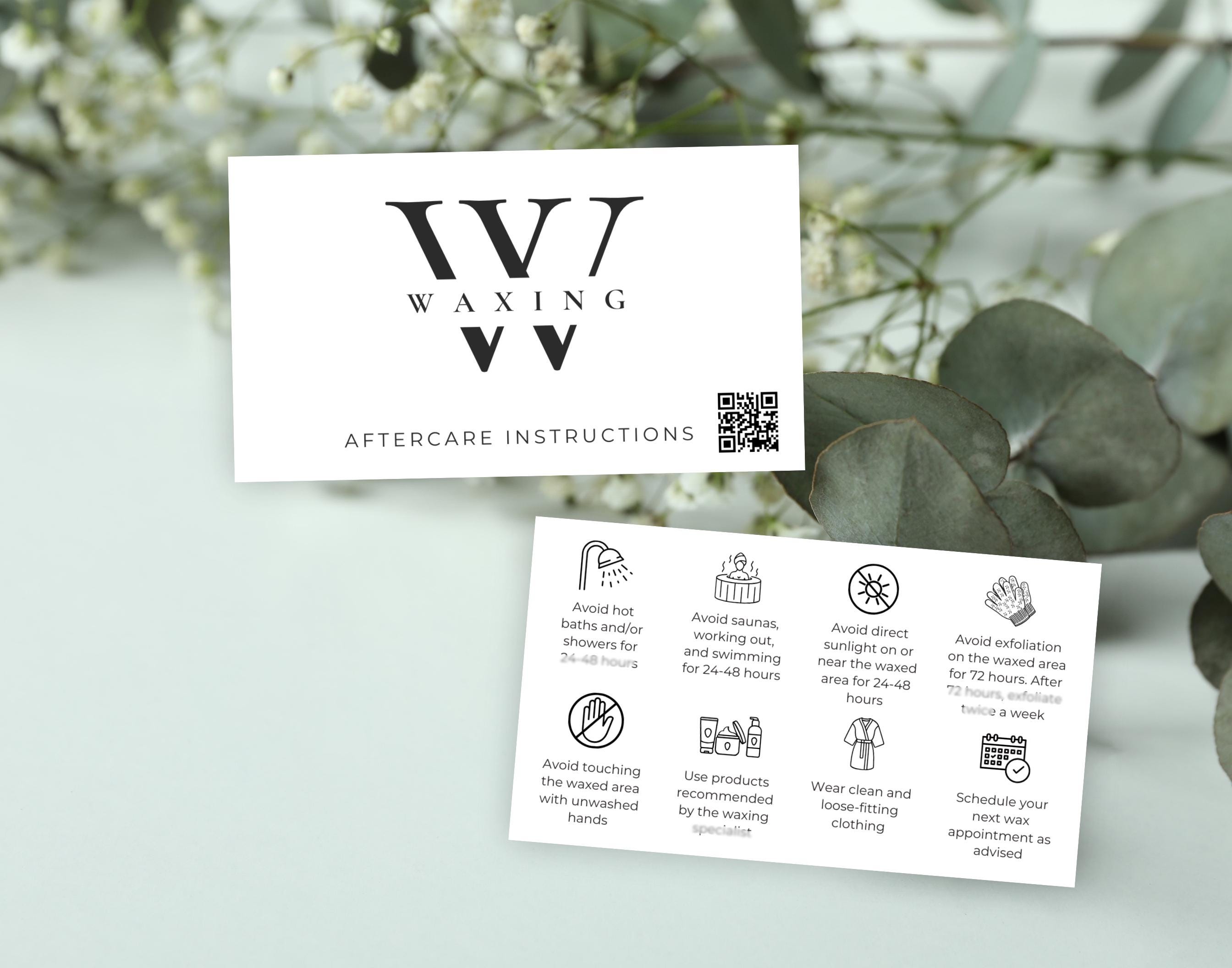 Wax Specialist | Aftercare Cards for Waxing | Post Wax Aftercare Cards ...
