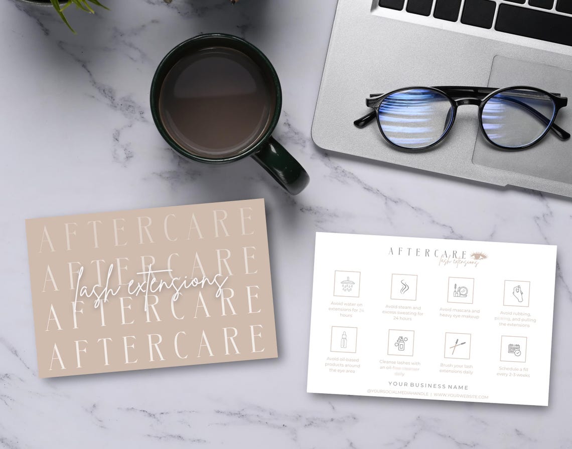 Aftercare | Lash Aftercare Cards | Lash Extension Aftercare Cards ...