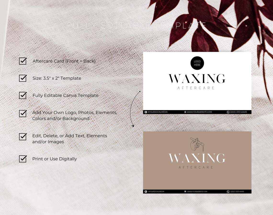 Waxing | Post-wax Aftercare Cards | Aftercare Cards Waxing | Wax Tech ...