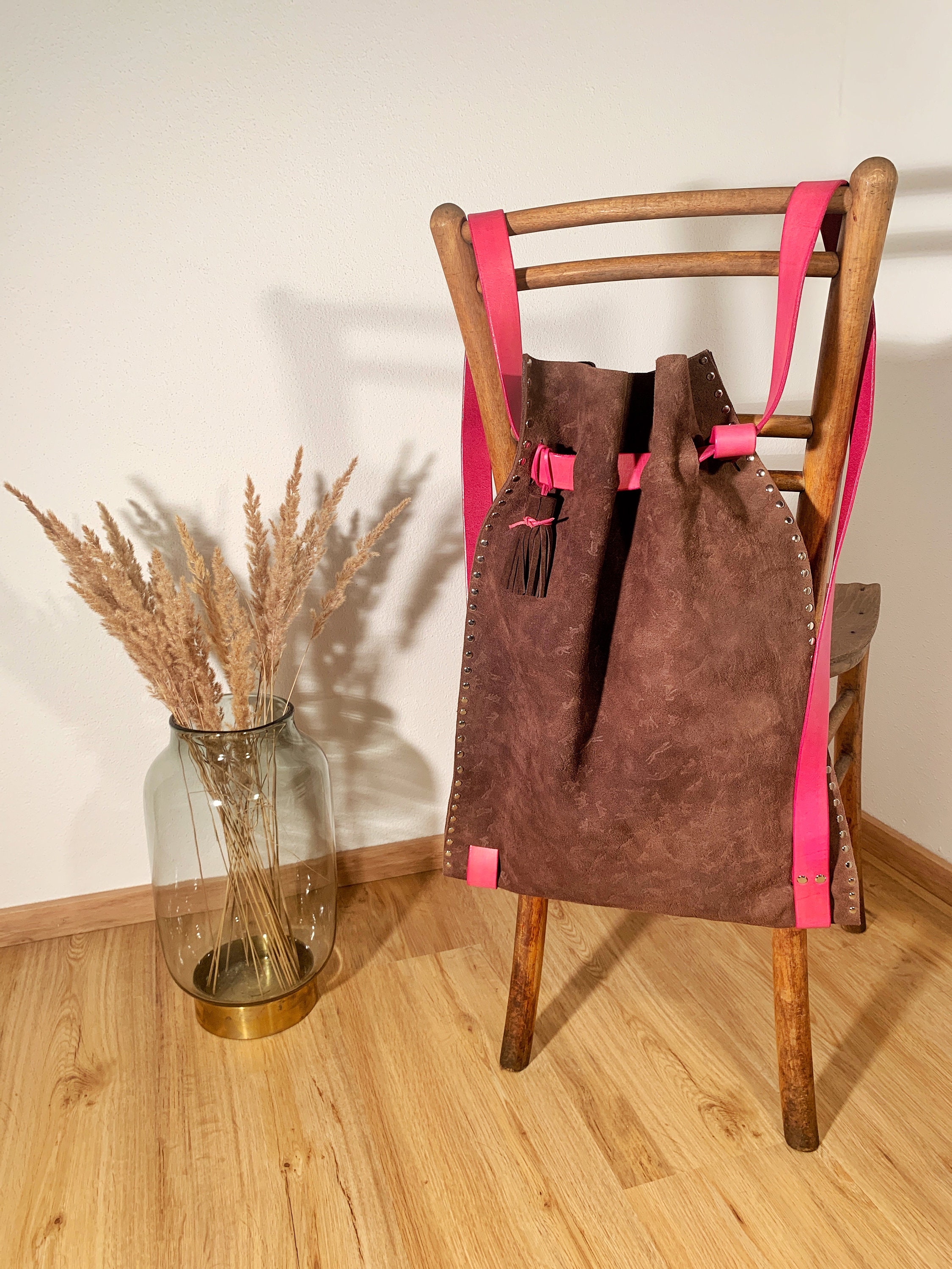 Unikat, 2 in 1 Ledertasche & Rucksack, 100% Handarbeit, Umhängetasche ...