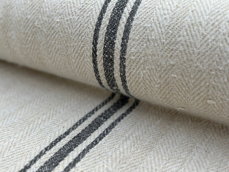 Antique Grey Striped Linen Fabric, Floor and Stair Runner. - Etsy