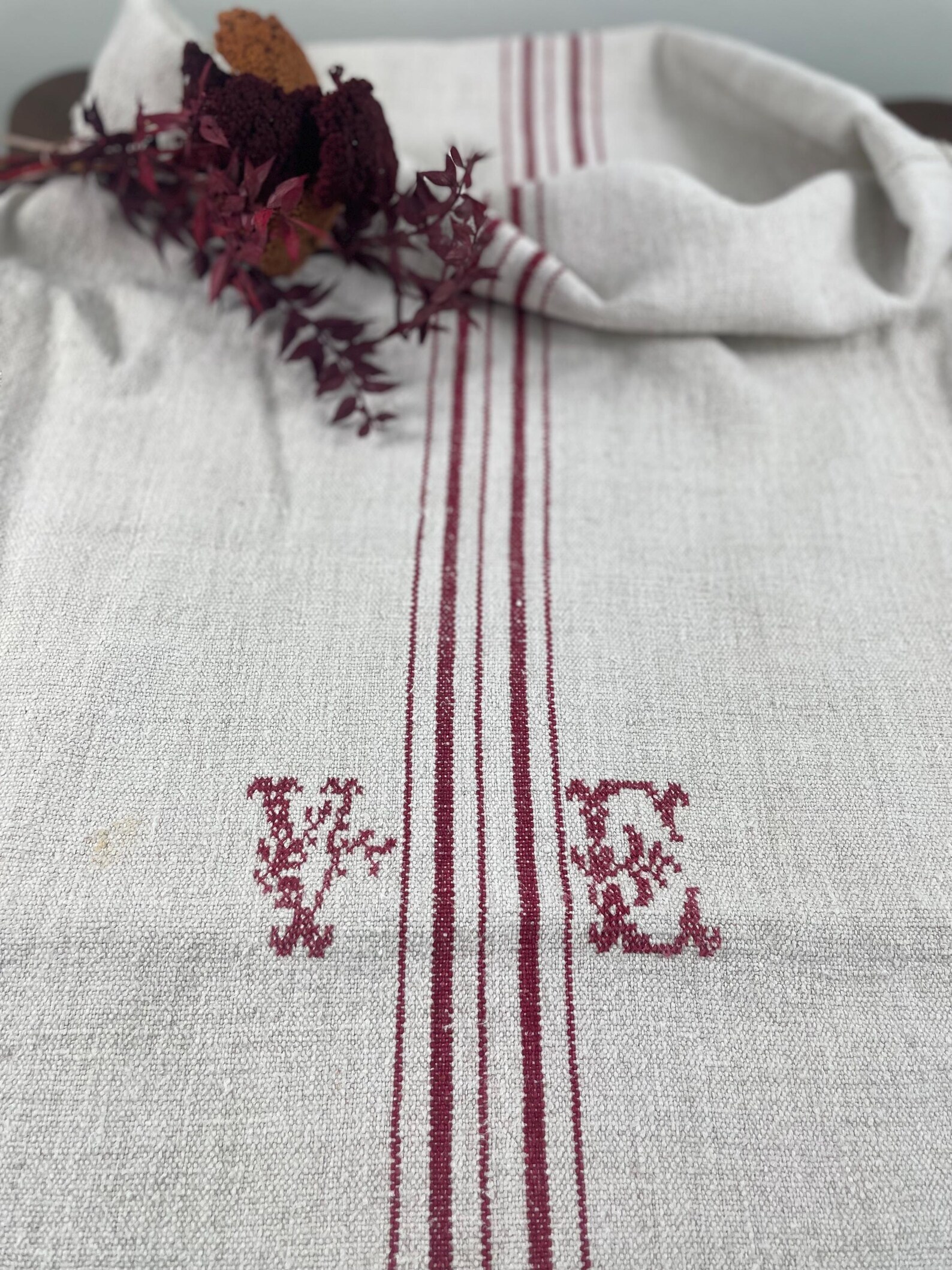 Beautiful Hungarian Grain Sack With Large Initials, Linen Fabric (z24 ...