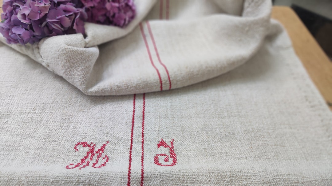 Antique Hungarian Grain Sack With Red Stripes and Initials - Etsy