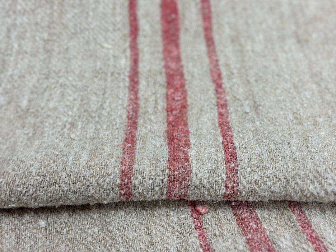 Antique Hungarian Grain Sack, Linen Fabric, Vintage Grain Sack With Red Stripes(gs61) - Etsy