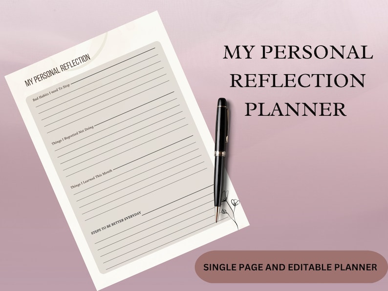 My Personal Reflection Planner Printable Digital Self - Etsy