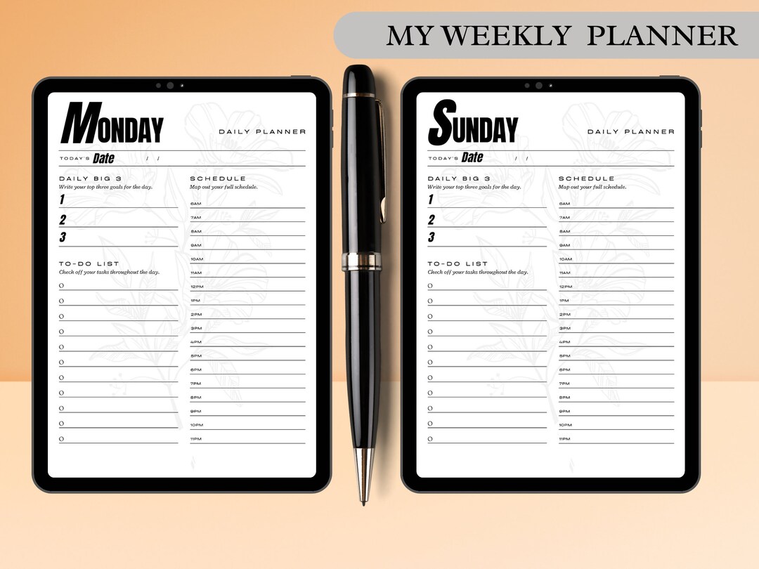 My Weekly Planner Printable, Daily Planner Template, Fillable Digital ...