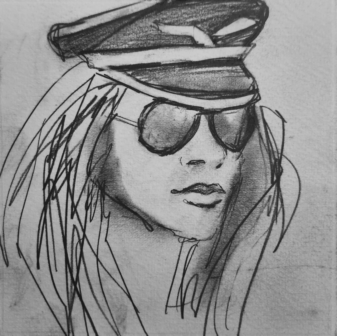 Axl Rose 5x5 Graphite Drawing - Etsy