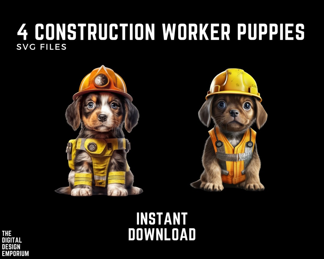 Realistic Construction Worker Puppies SVG Images for Commercial Use ...