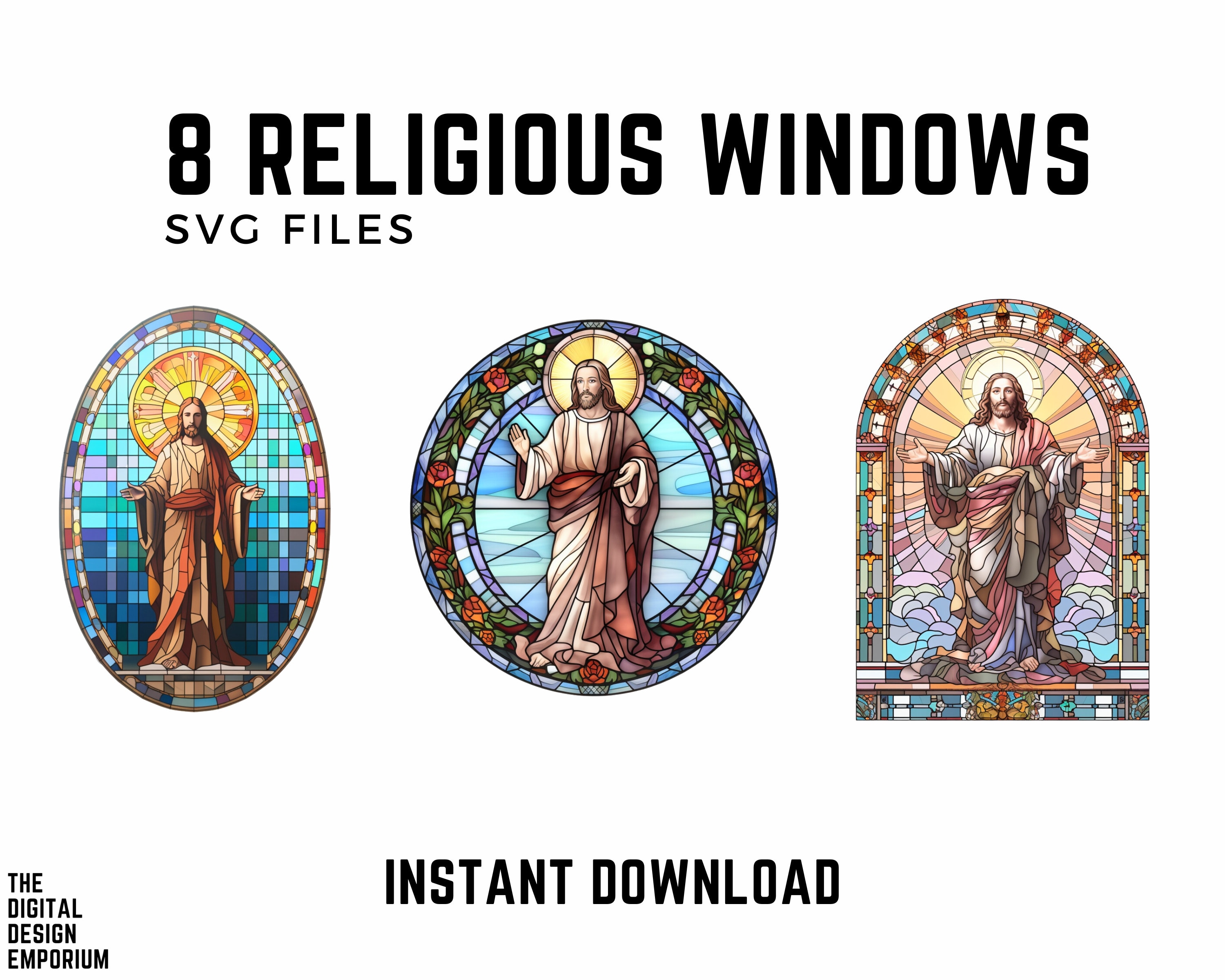 Religious Stained Glass Windows SVG Images for Commercial Use, No ...