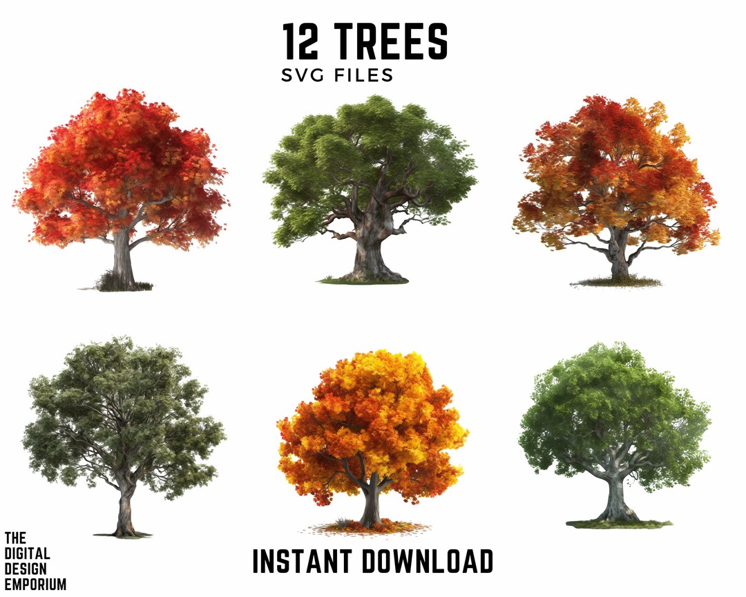 Realistic Trees SVG Images for Commercial Use, Clipart, No Background ...