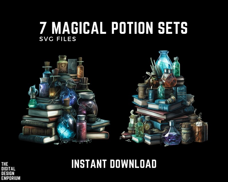 Magical Potion Sets (dark Theme) SVG Images for Commercial Use, No ...