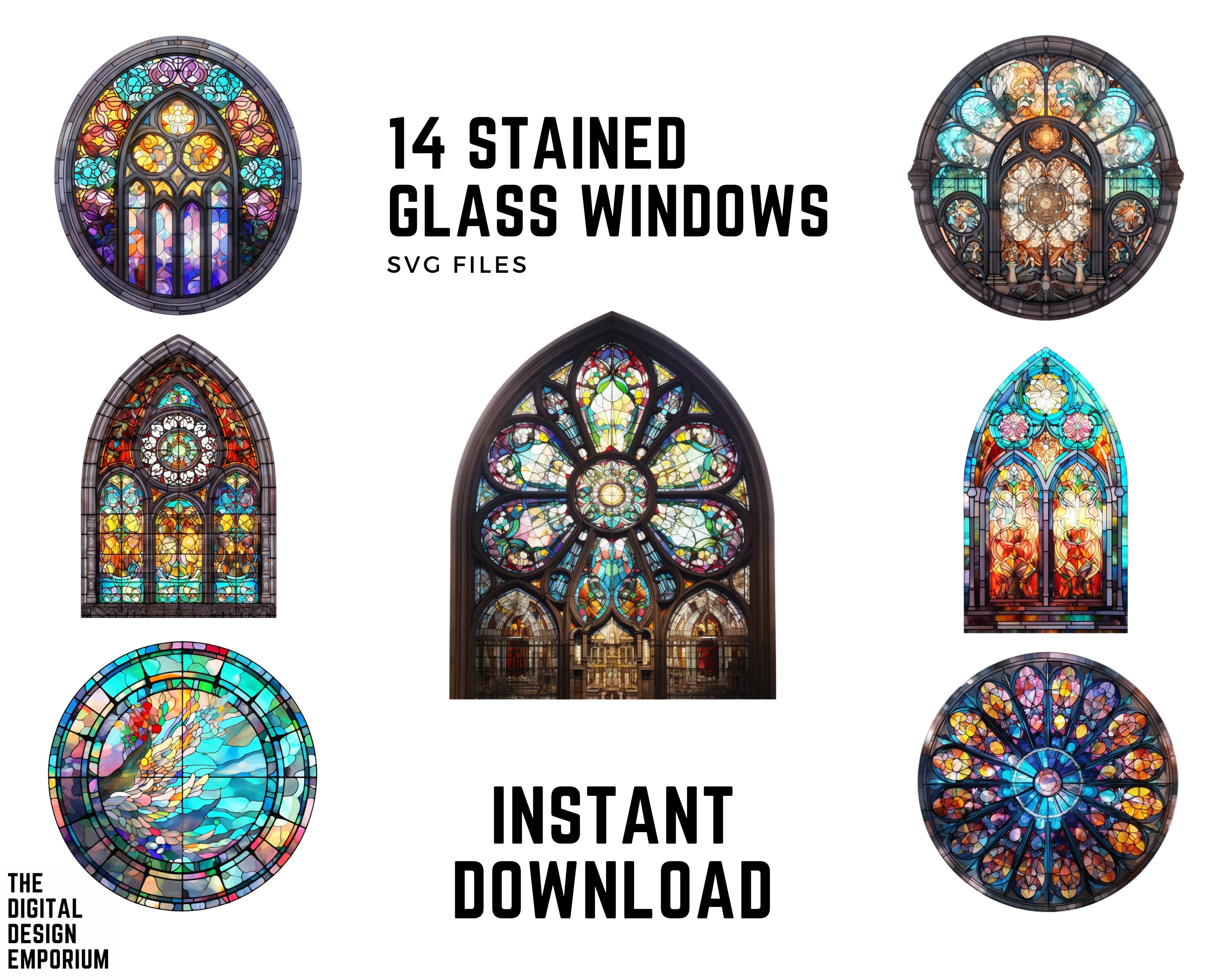 Realistic Stained Glass Windows SVG Images for Commercial Use, No ...