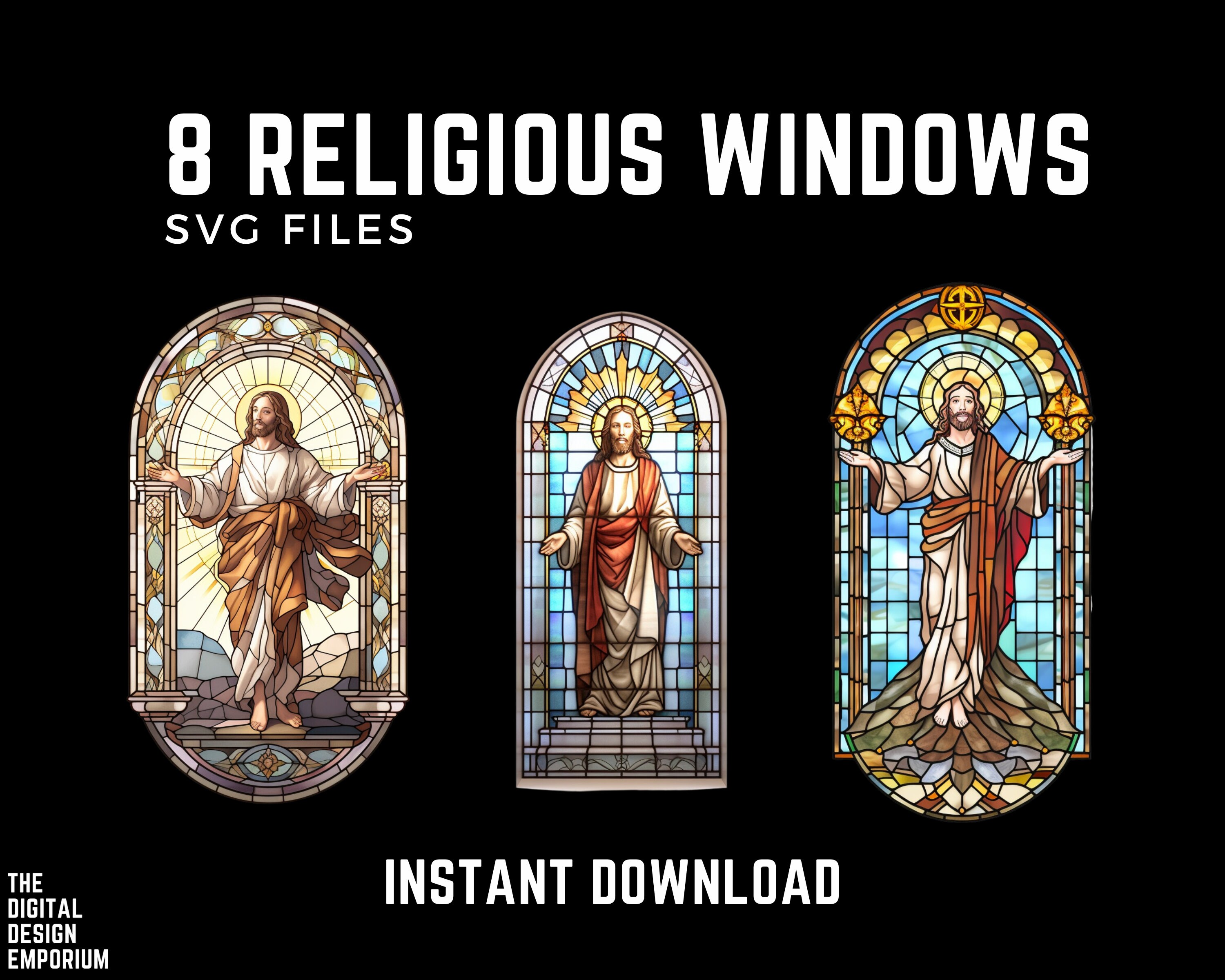 Religious Stained Glass Windows SVG Images for Commercial Use, No ...