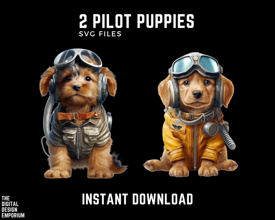 Realistic Pilot Puppies SVG Images for Commercial Use, Clipart, No ...