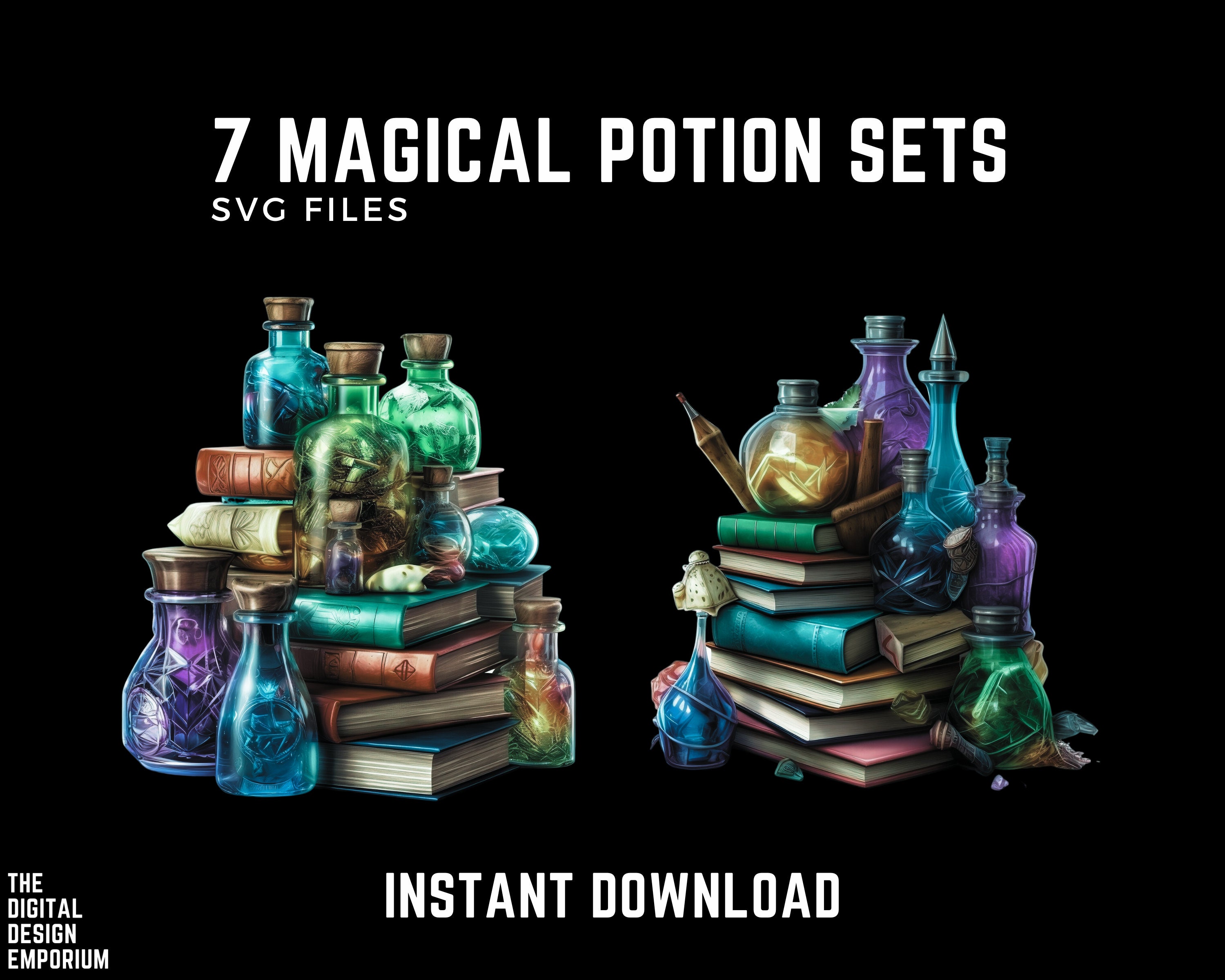 Magical Potion Sets (dark Theme) SVG Images for Commercial Use, No ...