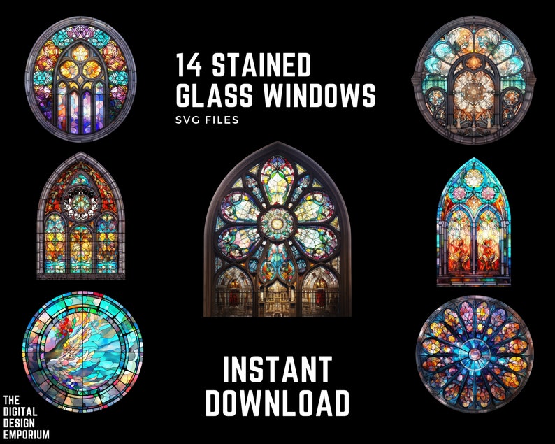 Realistic Stained Glass Windows SVG Images for Commercial Use, No ...