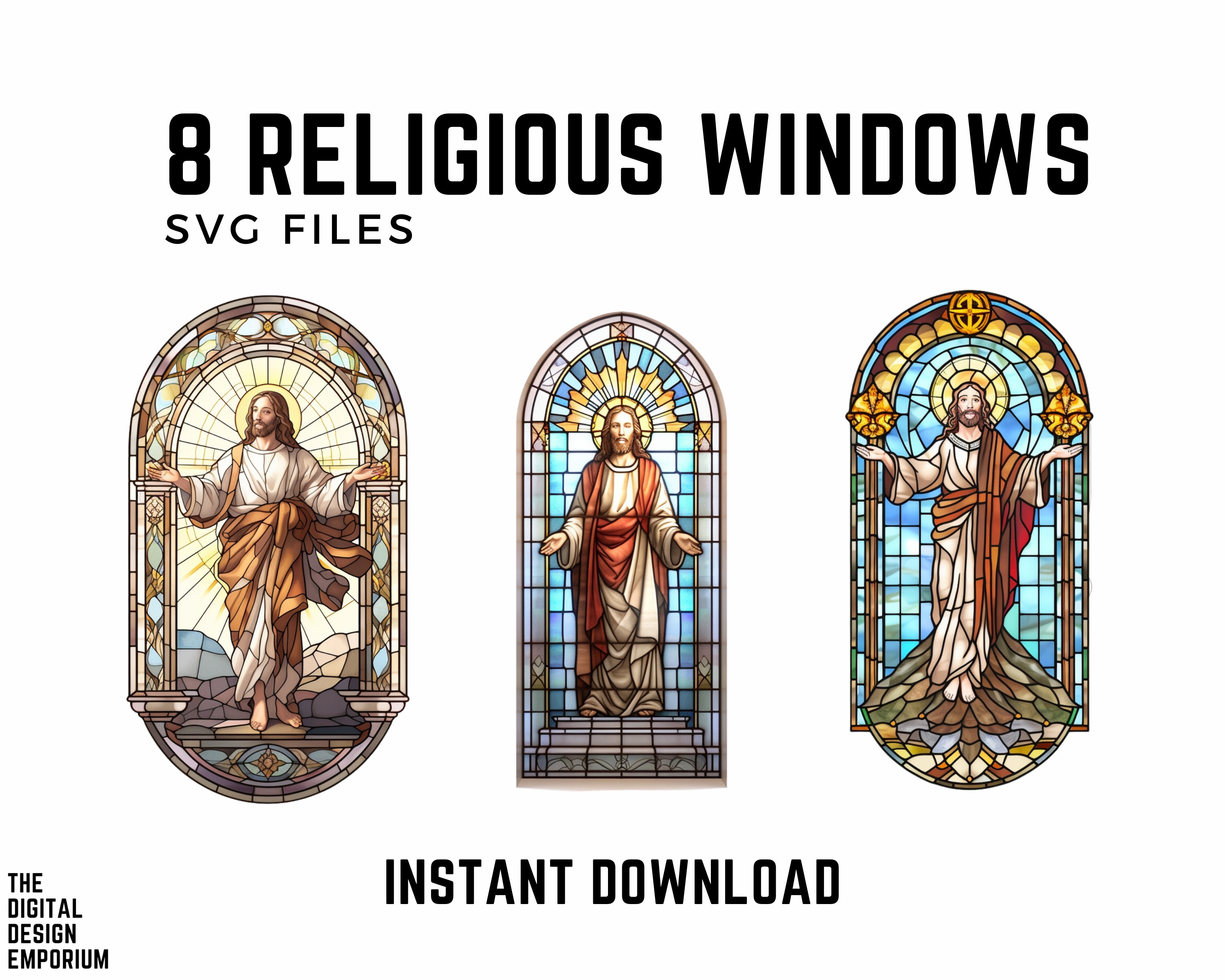 Religious Stained Glass Windows SVG Images for Commercial Use, No ...