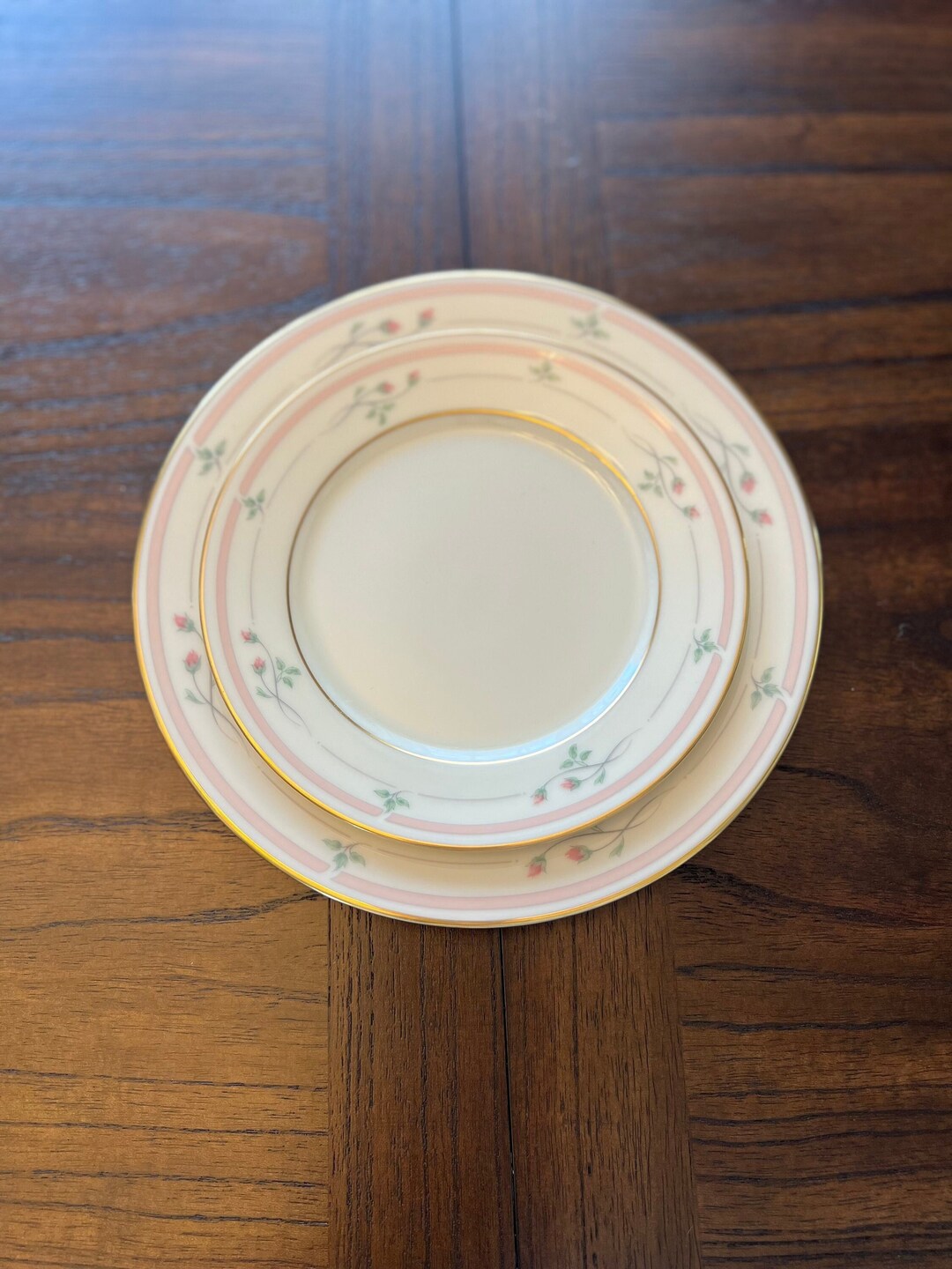 Vintage Lenox Rose Manor Pink Dinner and Bread and Butter Plate - Etsy