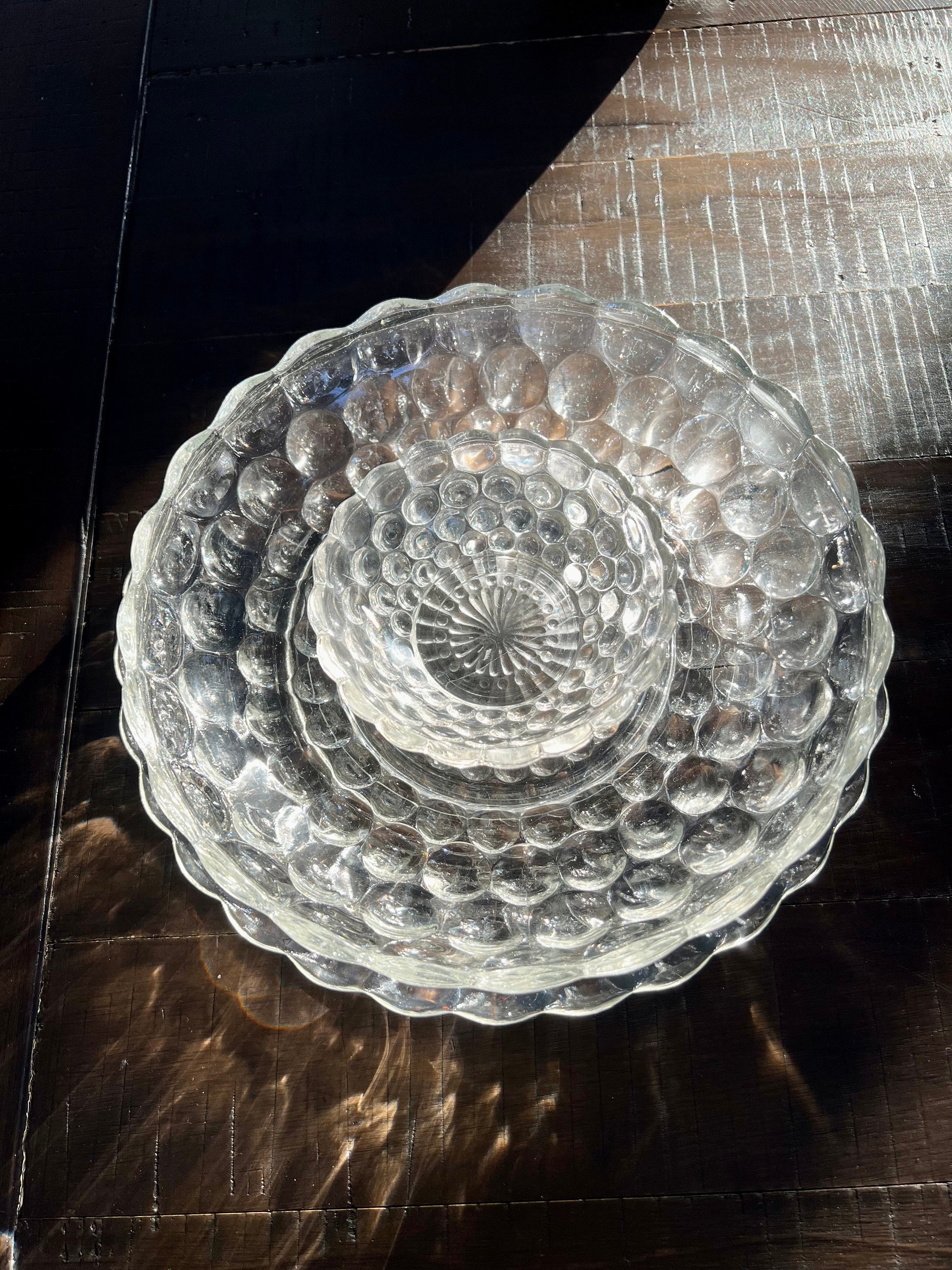 Vintage Clear Bubble Glass Dinner and Salad Plates Plus Mini Bowl ...