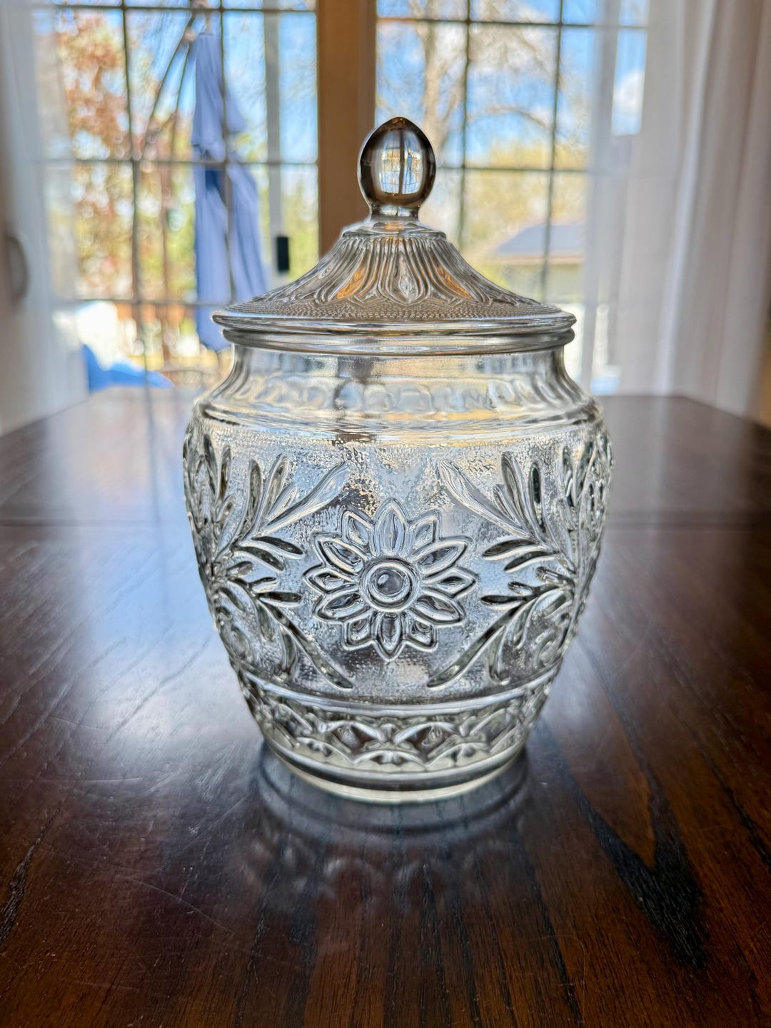 Vintage Indiana Glass Sunflower Cookie Jar - Etsy