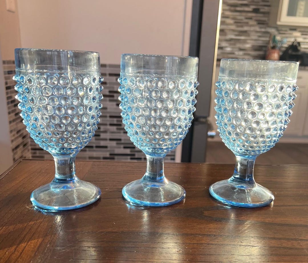 Set of 3 Smith Company Ice Blue Hobnail Water Goblets Circa 1960's - Etsy