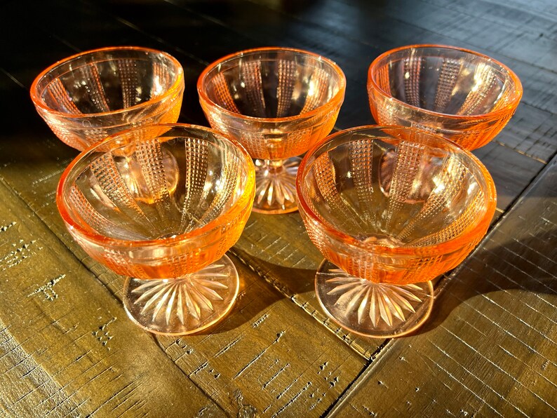 Vintage Hazel-atlas Depression Glass Colonial Basket Pink Low Sherbet ...