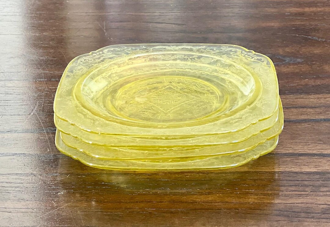 Vintage Federal Glass Madrid Amber Pattern 6" Bread and Butter Plates ...