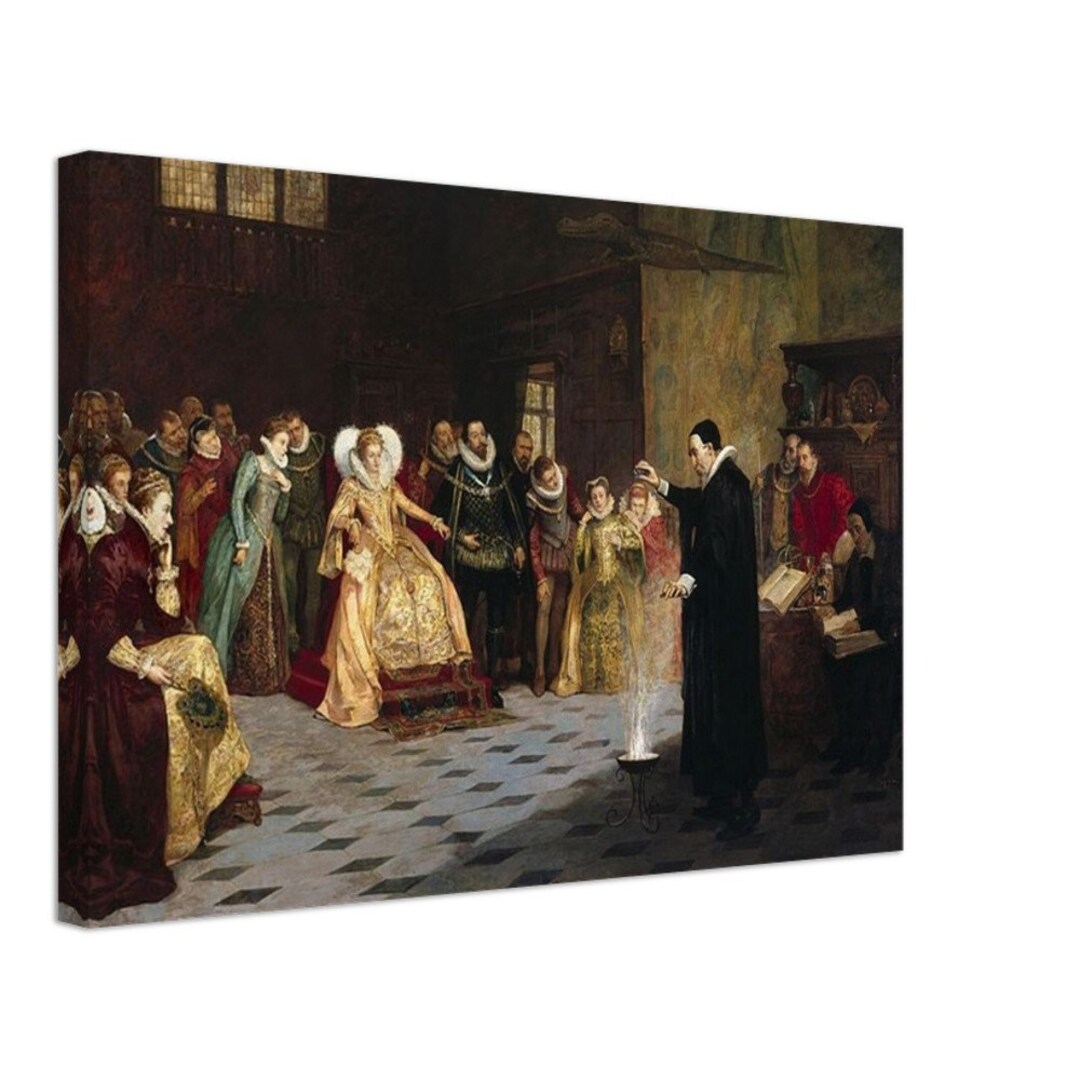John Dee and Queen Elizabeth Wall Art, Color Enhanced, Enochian Magick ...