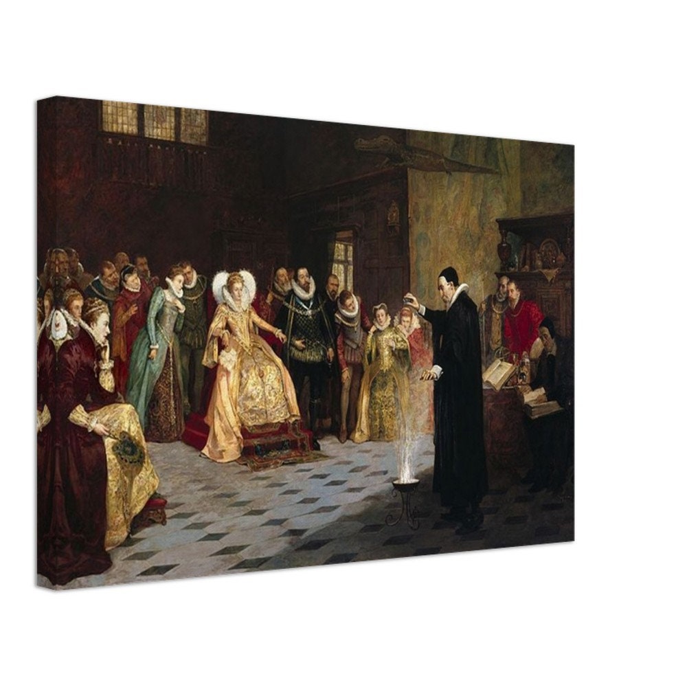 John Dee and Queen Elizabeth Wall Art, Color Enhanced, Enochian Magick ...