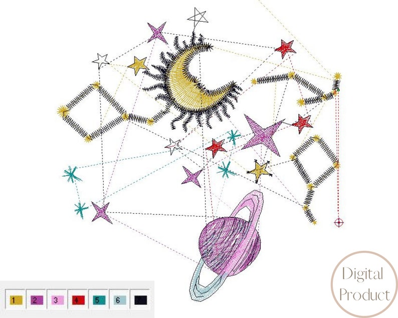 Galaxy Theme Machine Embroidery Files, Planet Applique Pattern, Space ...
