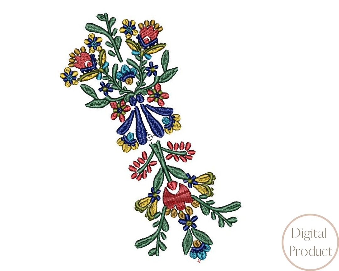 Bohemian Embroidery Design, Eclectic Machine Embroidery Pattern, Flower ...