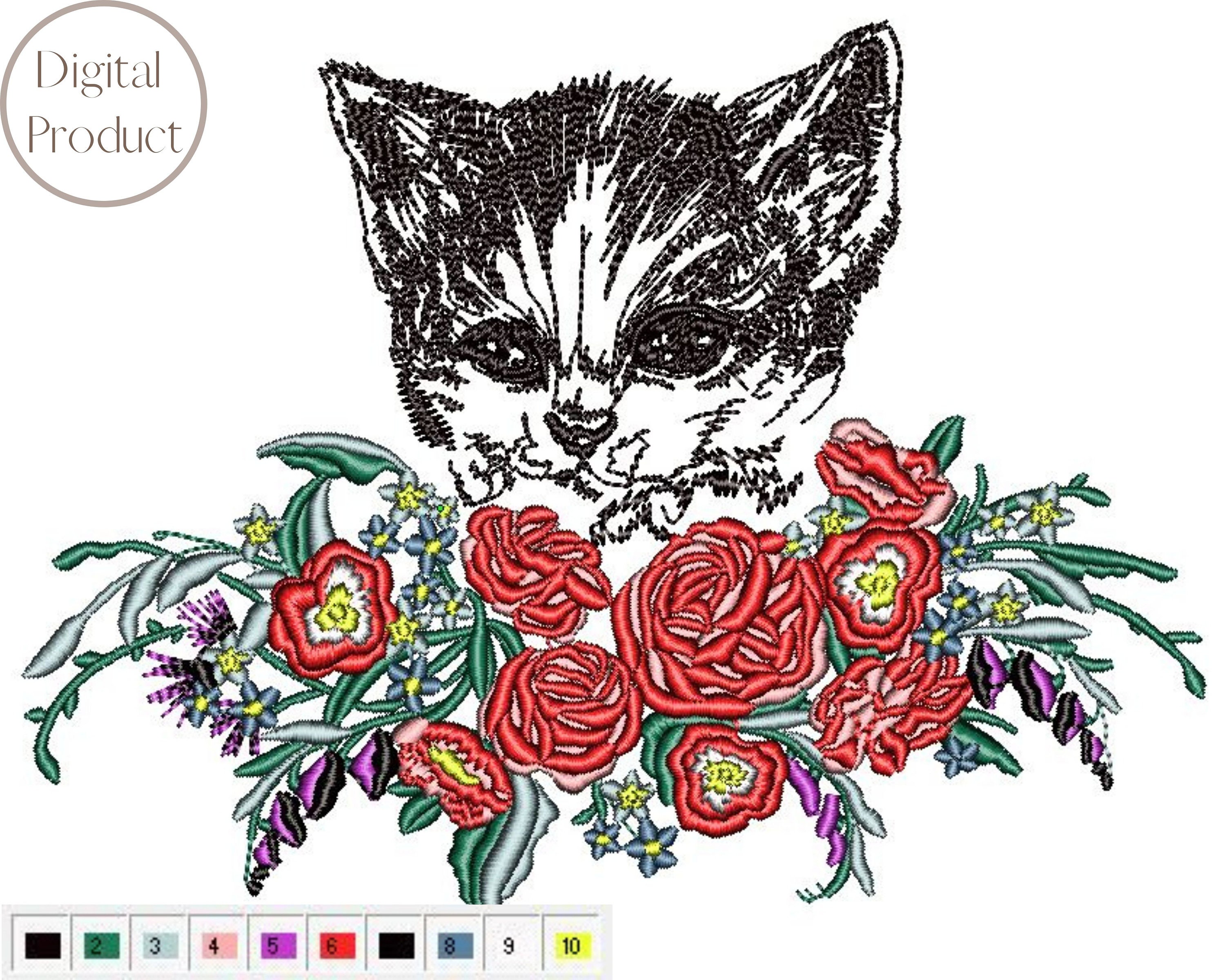 Cute Cat Machine Embroidery Design Animal Cat Applique - Etsy