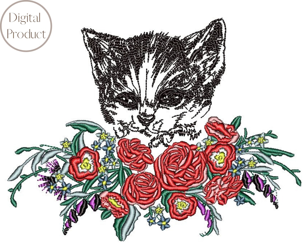 Cute Cat Machine Embroidery Design, Animal Cat Applique Designs ...