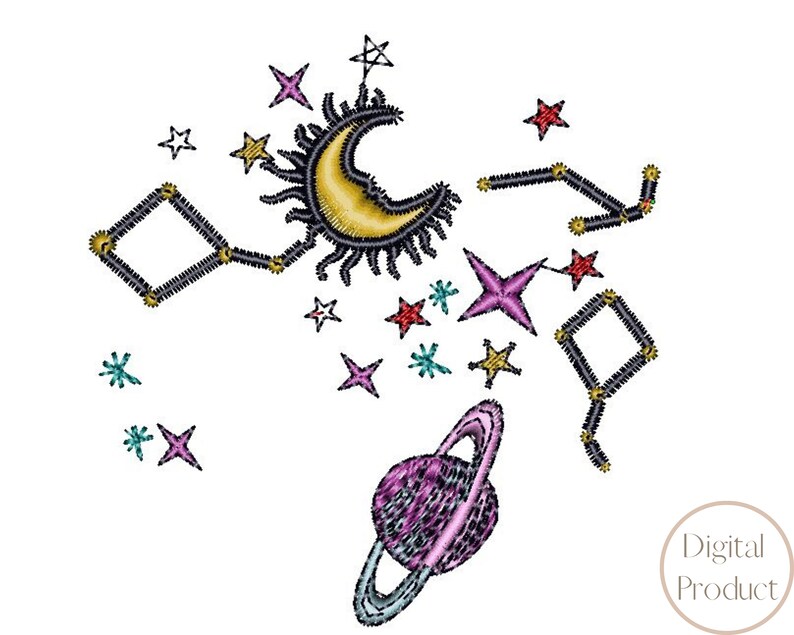 Galaxy Theme Machine Embroidery Files Planet Applique - Etsy