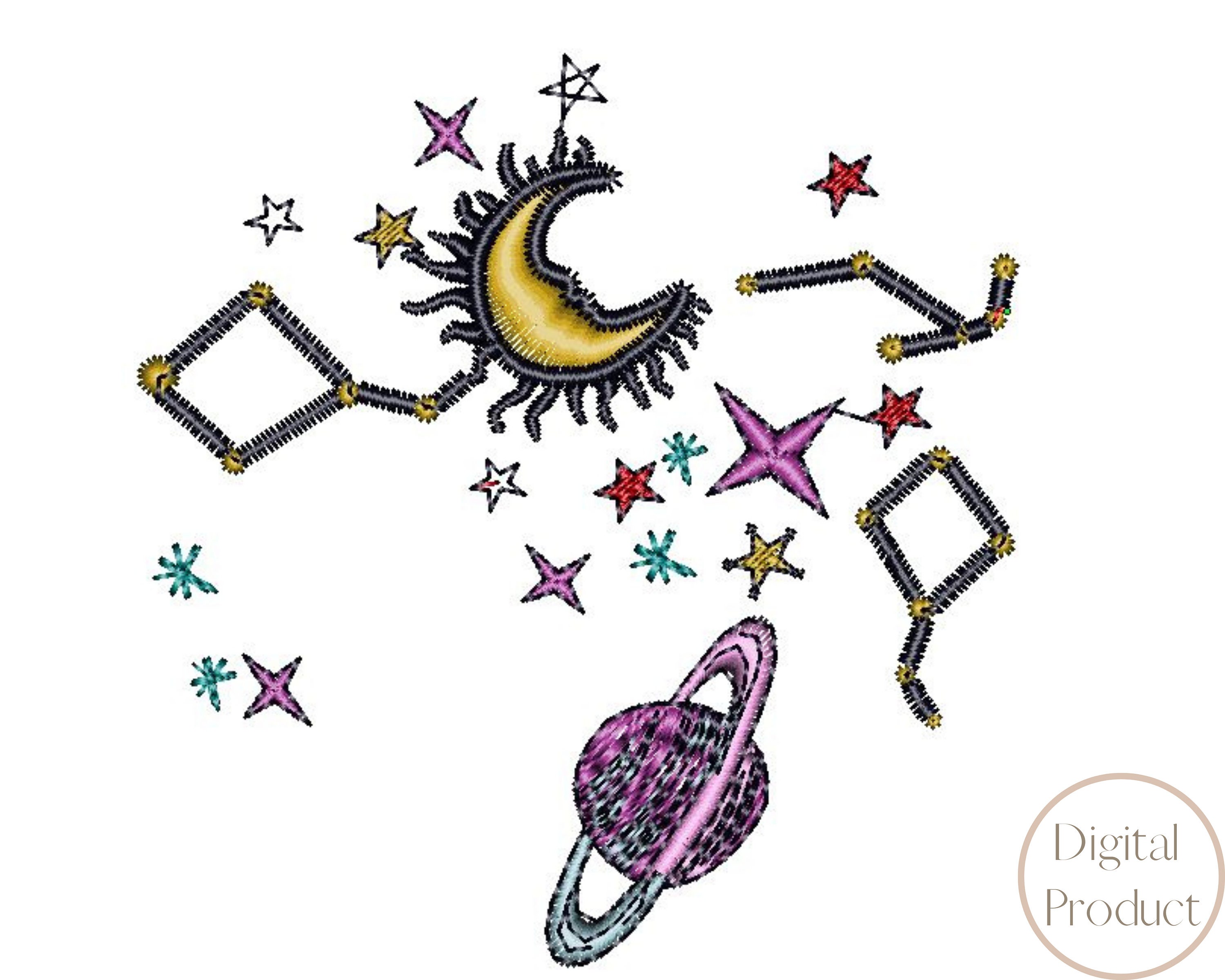 Galaxy Theme Machine Embroidery Files, Planet Applique Pattern, Space ...