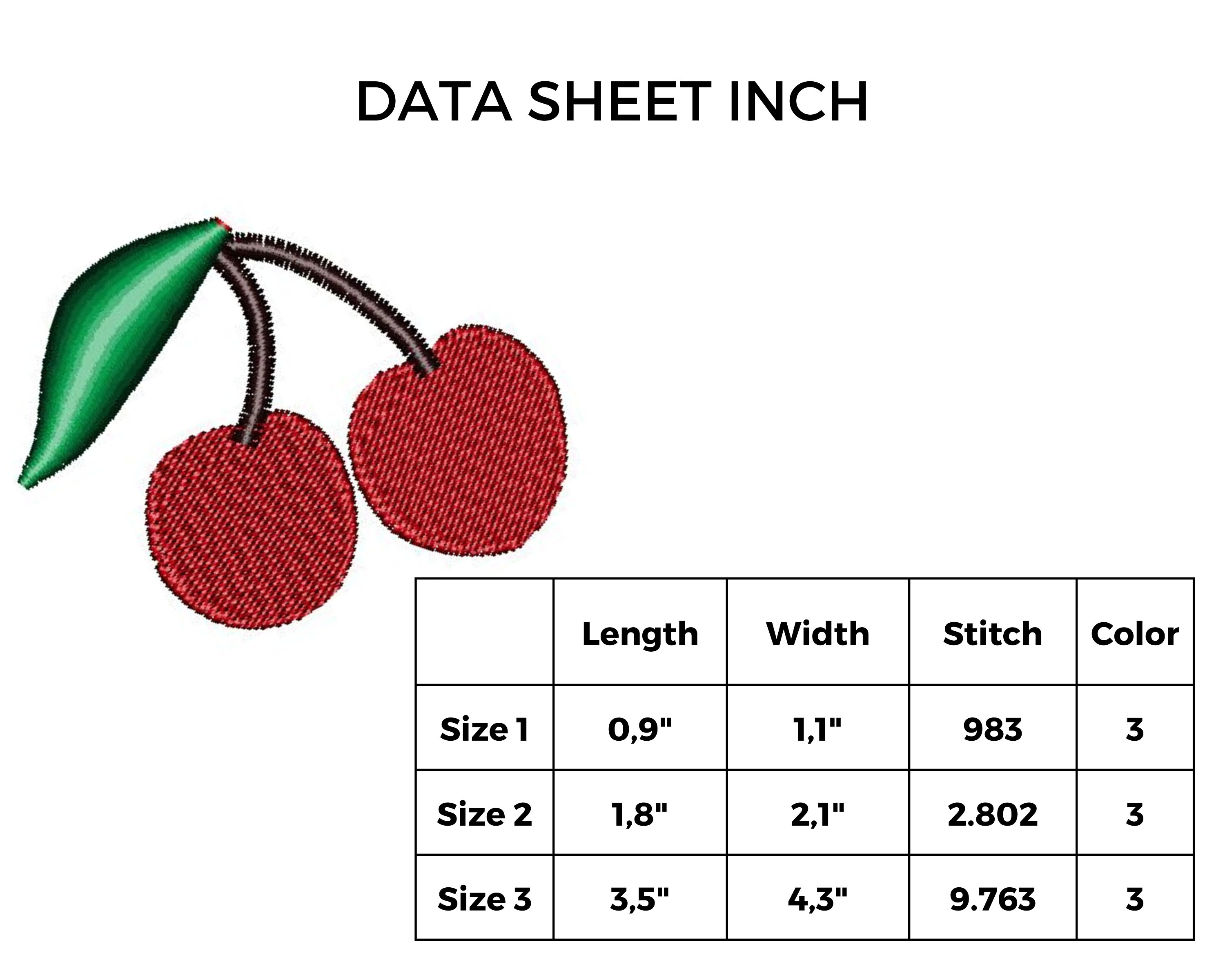 Cherry Embroidery Design, Mini Embroidery Pattern, Fruit Applique ...