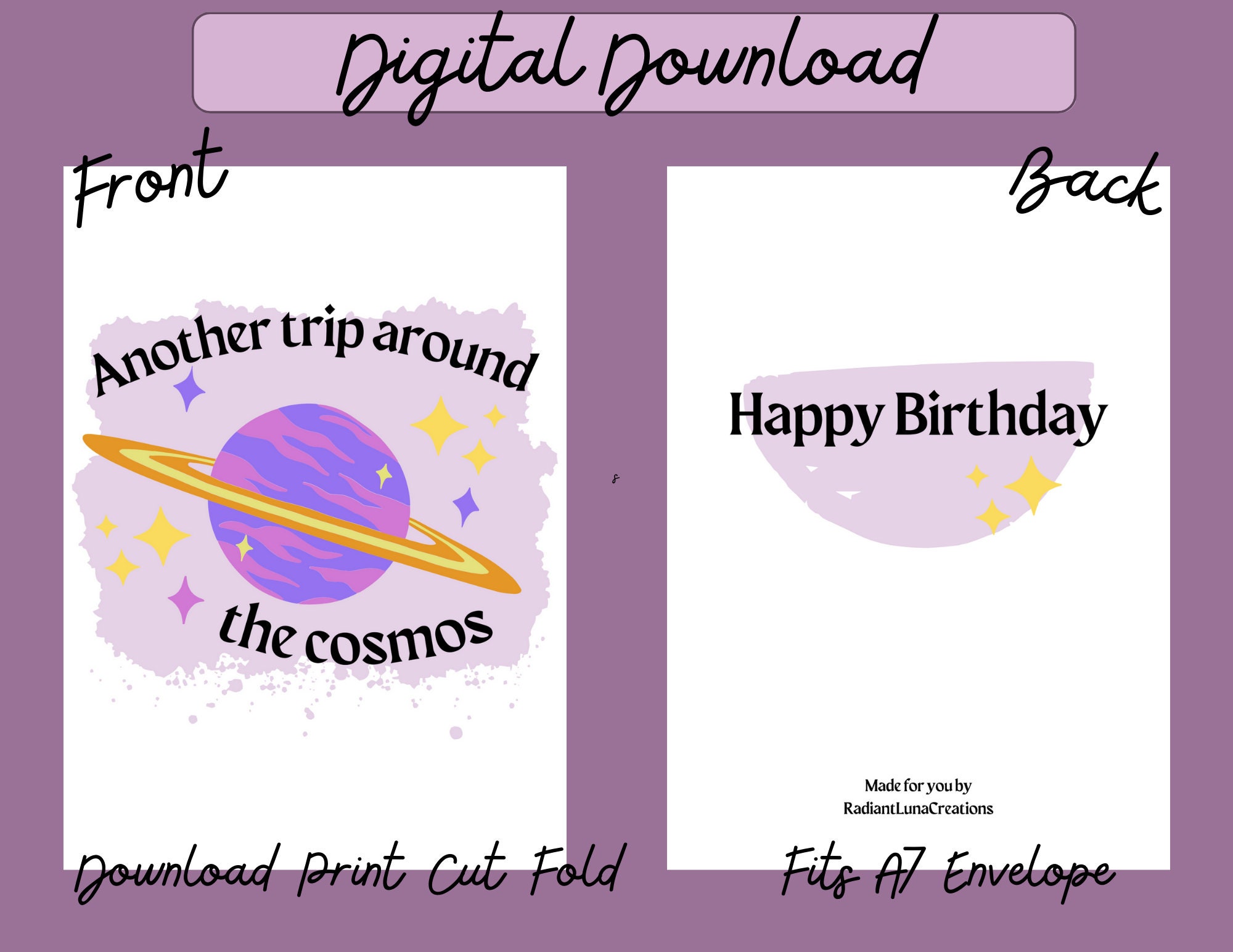 Printable Birthday Card Cosmos Birthday Birthday Printable Digital ...