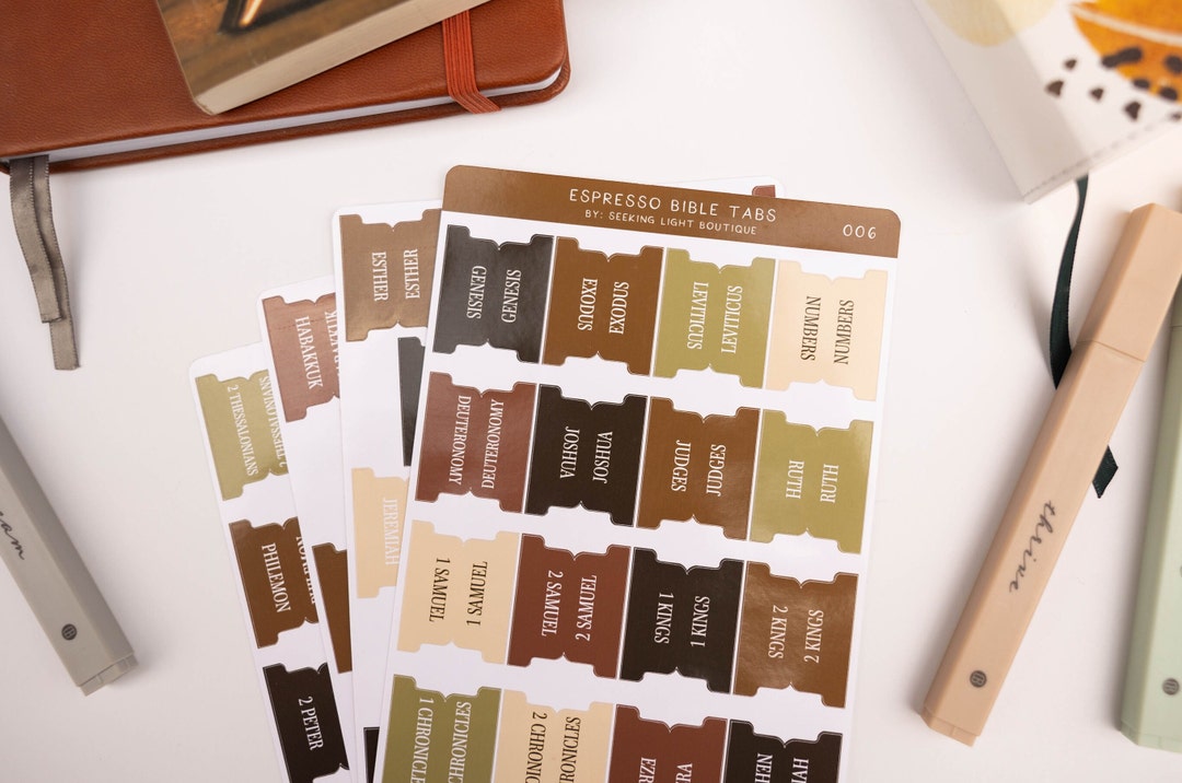 Espresso Bible Tabs / Peel and Stick Bible Tabs / Christian Bible ...