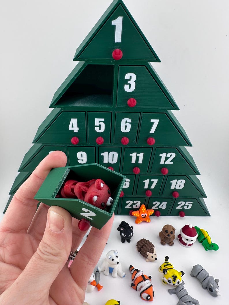 3D Printed Christmas Advent Calendar: Micro Holiday Buddies, Festive ...