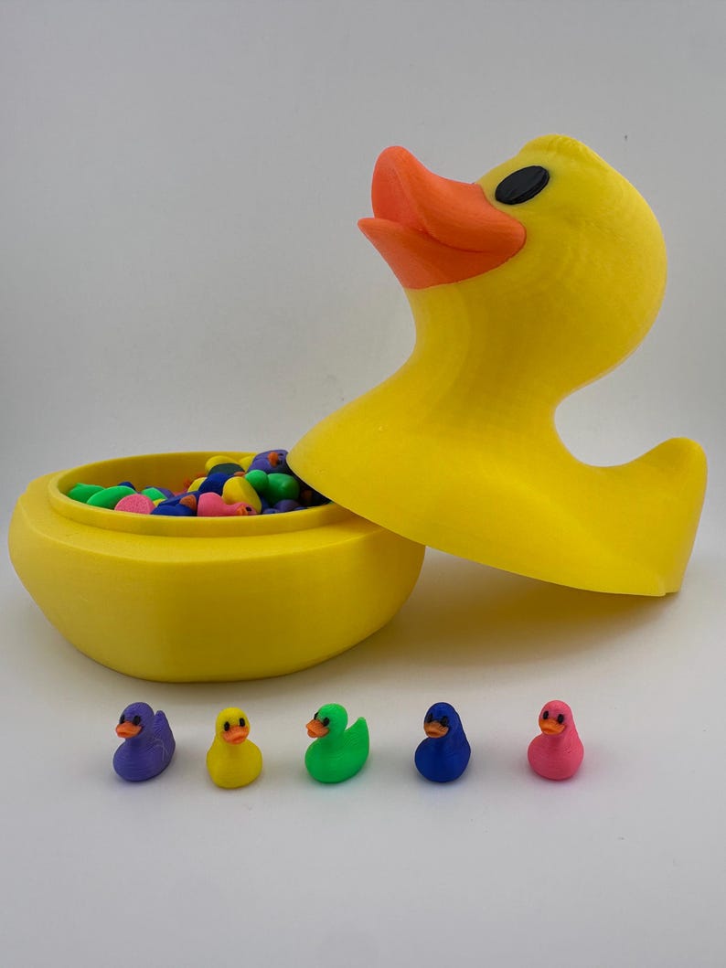 3D Printed Rubber Duck Container With Micro Miniature Figurines - Etsy