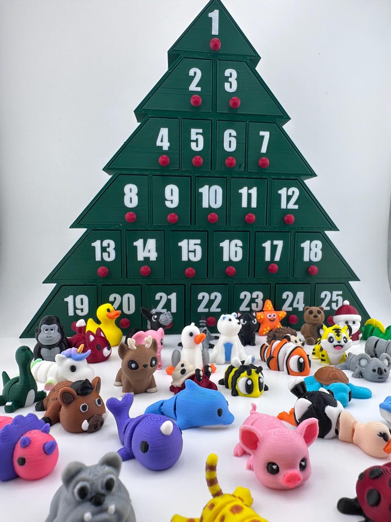 3D Printed Christmas Advent Calendar: Micro Holiday Buddies, Festive ...